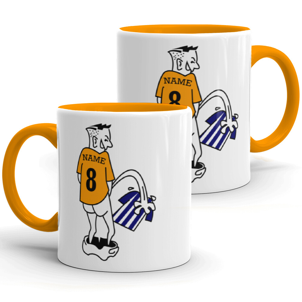 PERSONALISED FOOTBALL RIVALS MUG ANY TEAMS PEEING WEEING LOCAL FUNNY ...