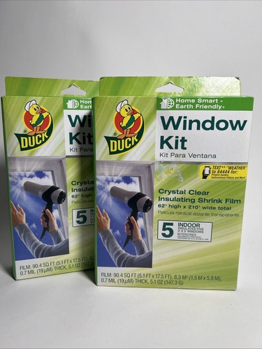 (2) Duck Shrink Film Window Insulation Kit, 62” x 210” (10) 3'x5 ...