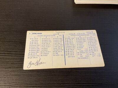 STRAT-O-MATIC Signed Card Debut.1971 Gene Hiser | eBay