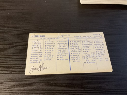 STRAT-O-MATIC Signed Card Debut.1971 Gene Hiser | eBay