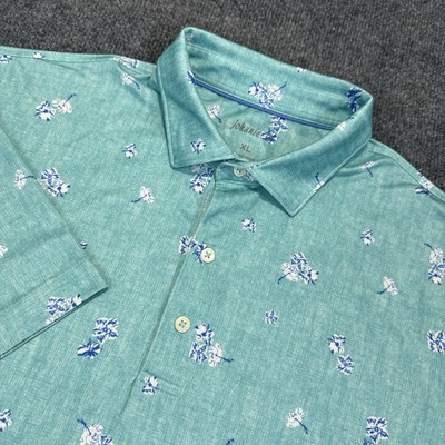 Johnnie-O Polo Mens 2XL Jenkins Stretch Golf Teal Blue Floral ...