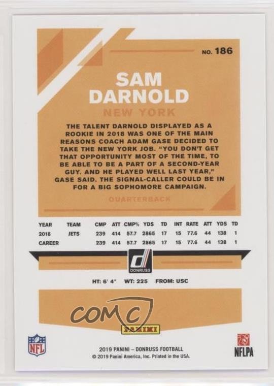 2019 Panini Donruss Press Proof Red Sam Darnold #186 19zq | eBay