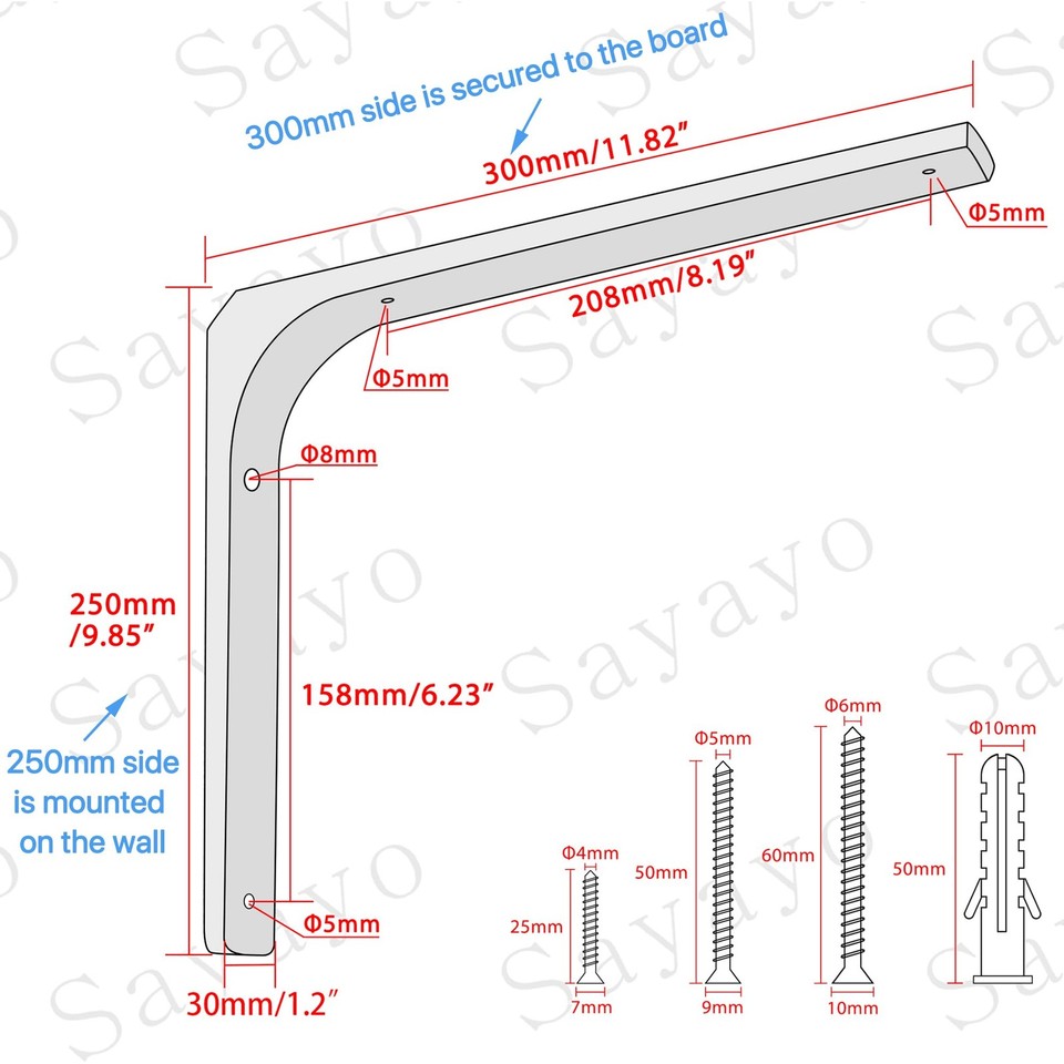 Black Shelf Bracket, 12 Inch L Shape Wall Bracket Heavy Duty Metal ...
