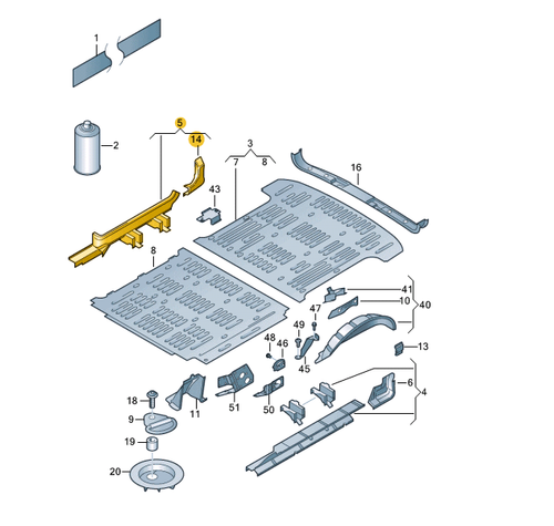 VW Transporter T5 Side Member Right Inner 7H0801252K NEW GENUINE | eBay