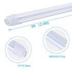 8FT LED Tube Light Bulbs HO Base T8 Rotatable 45W 65W R17D 8 Foot LED ...