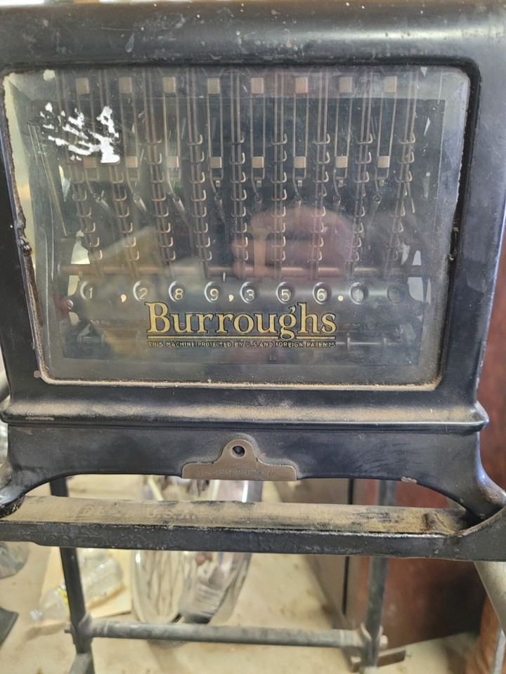 L@@K! Antique Burroughs Vintage Visible Adding Calculator Machine w ...