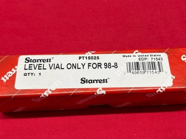 Starrett PT15025 Level Vial Only for 98-8 Machinists Level, 8" IN STOCK ...