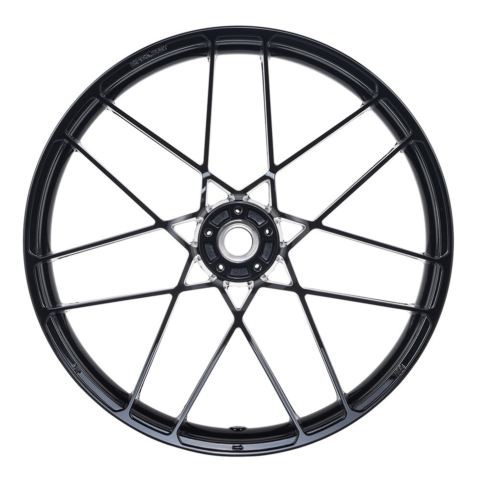 Sleek Double-Spoke Wheel 21 inch All Black Front Wheels Fits 09+ Halrey ...
