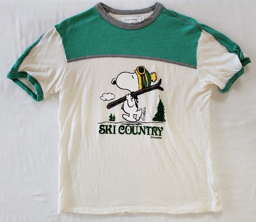 Coach x Peanuts T Shirt Mens S Snoopy Ski Country Short Sleeve Ringer ...