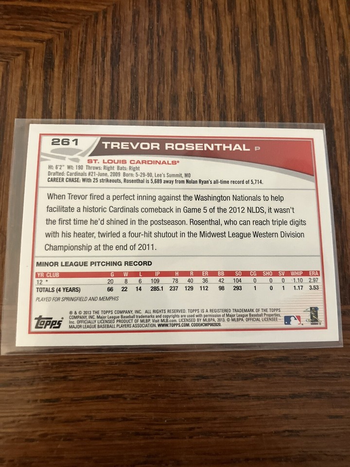 Trevor Rosenthal 2013 Topps GREEN EMERALD PARALLEL Rookie Card #261 | eBay