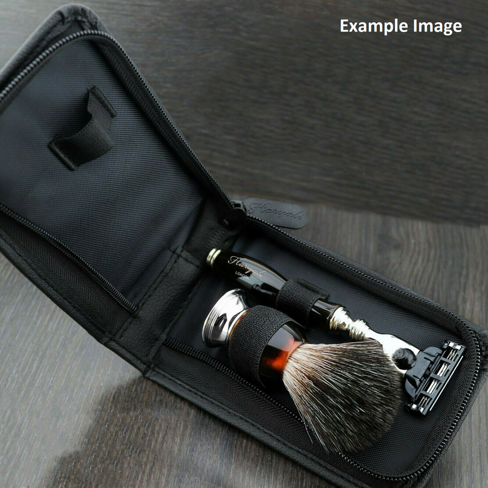 Travel Pouch Safety Razor and Brush Case with Zip Cosmetic Bag Shaving ...