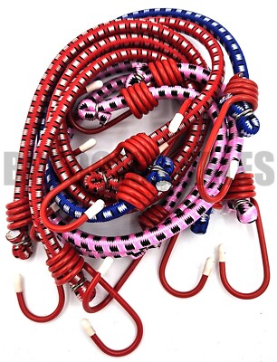 6pc Multicolor Bungee Cord Tie Down Set 18" 24" 30" Straps 2 Hook End ...
