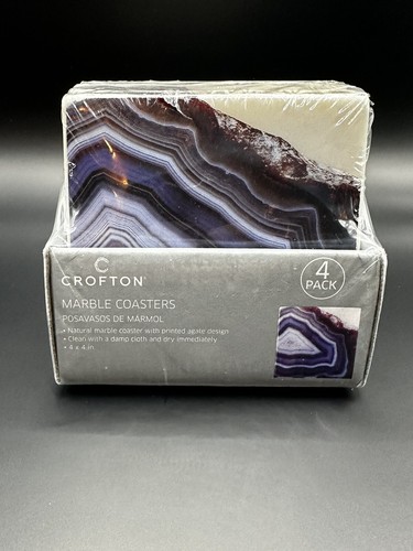 Crofton Marble Coasters Printed Agate Design New Set Of 4 Purple | eBay