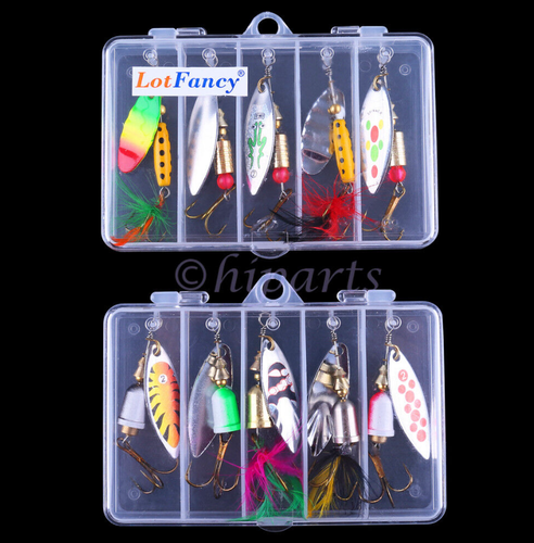 10pcs Fishing Lures Spinnerbaits Bass Trout Salmon Hard Metal Spinner ...