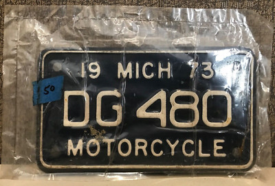 Vintage 1973 Michigan Motorcycle License Plate DG480 NEW | eBay