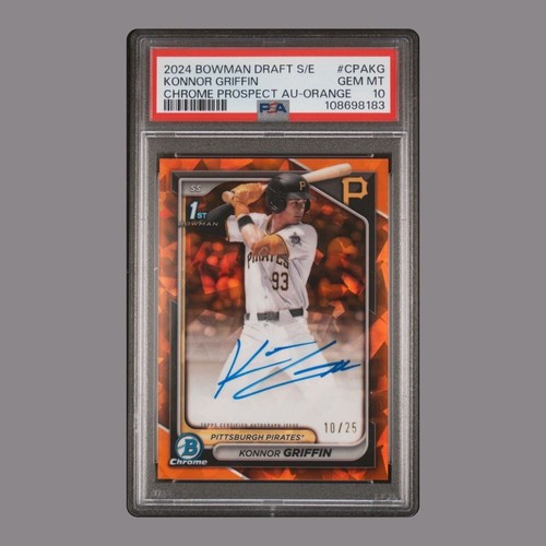 2024 Bowman Draft Sapphire Konnor Griffin Auto Orange /25🔥PSA 10 🔥POP ...