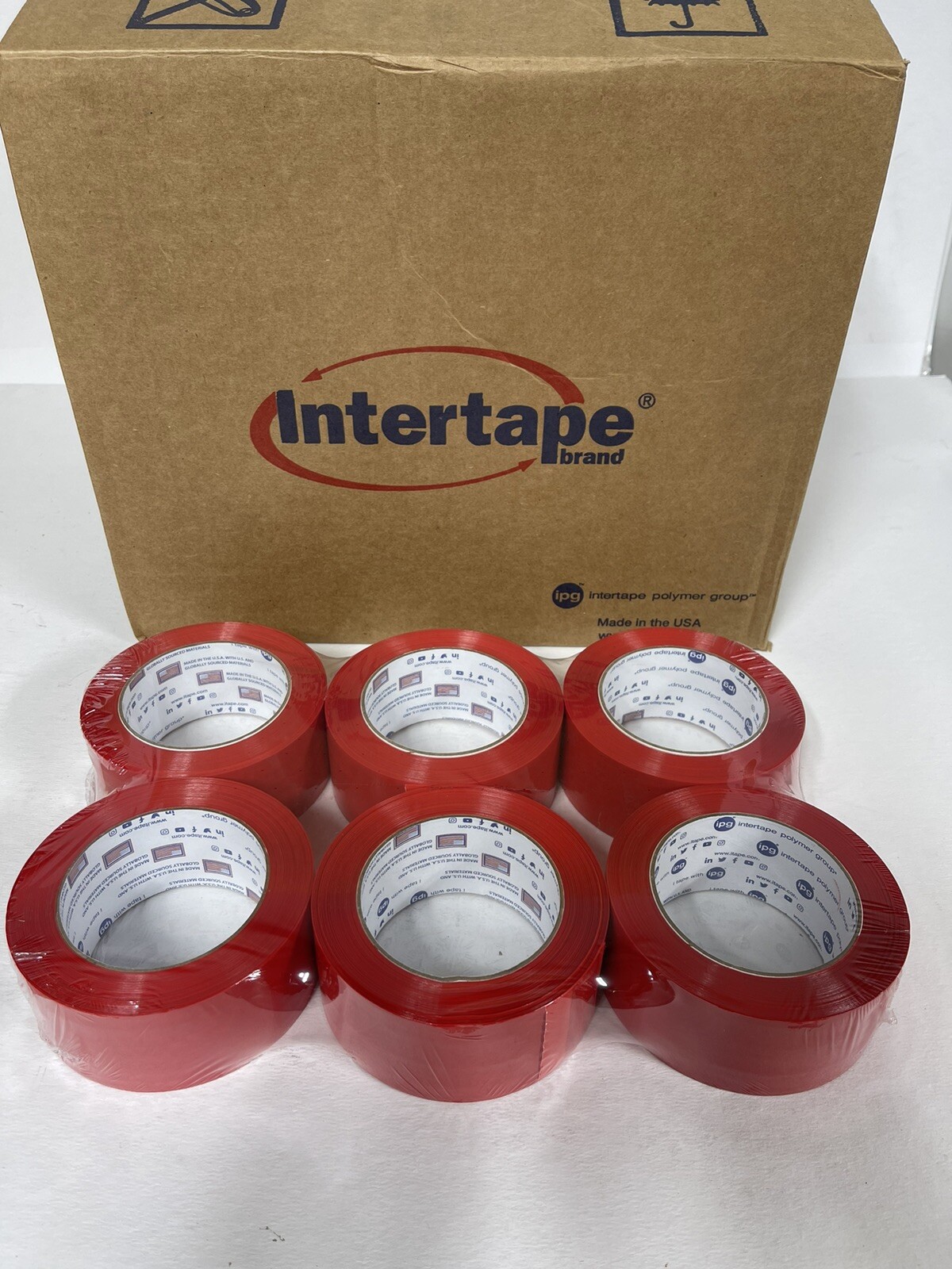 LOT of 36 Rolls INTERTAPE 321 RED 1.88 in x 109.3 YDS ACRYLIC BOX ...