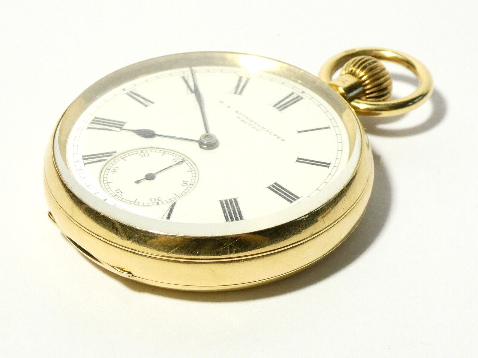 1896 18ct Gold Pocket Watch H.A. SPIEGELHALTER WHITBY with Receipt ...