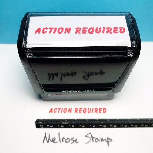 Action Required Rubber Stamp Red Ink Self Inking Ideal 4913 | eBay
