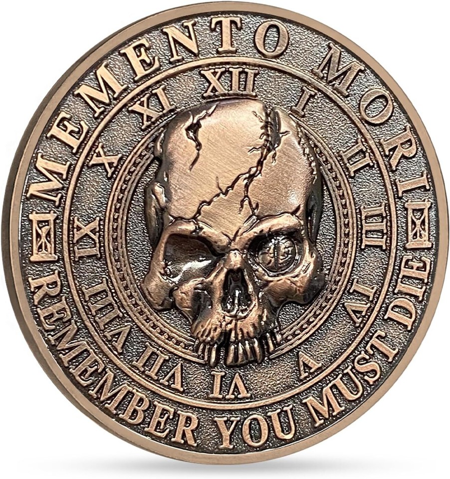 Memento Mori Memento Vivere Coin 3D Skull Challenge Coin Stoic Reminder ...