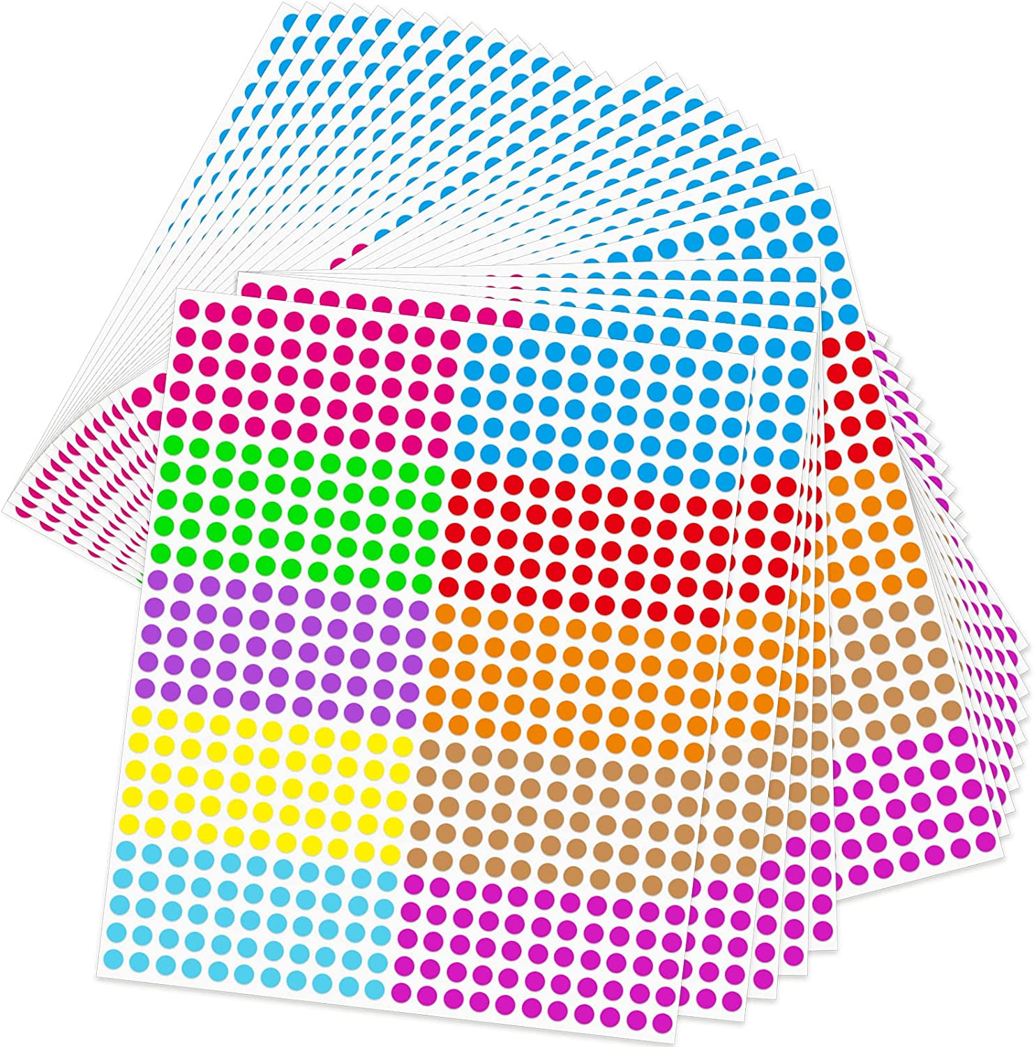 16500 Pcs 1/4 Inch Round Color Coding Label Sticker 10 Assorted Colors ...