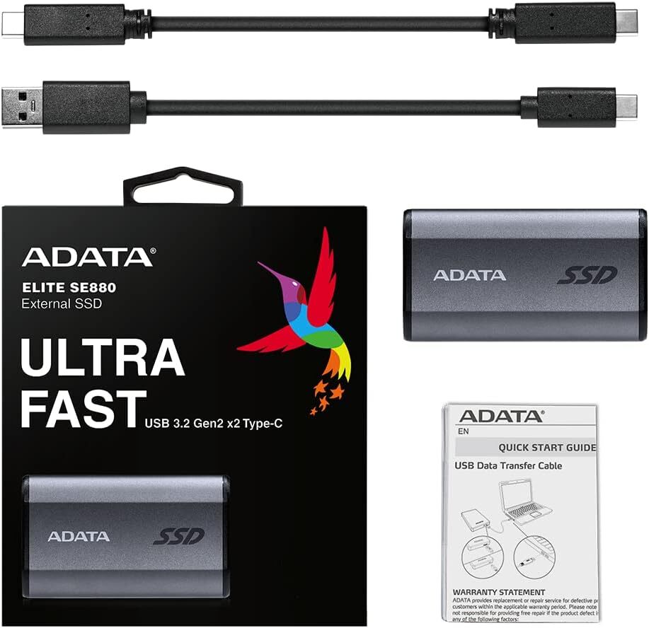 ADATA SSD 1.0TB External SE880 gy U3.2 USB 3.2 Gen 2x2 Type-C 1TB | eBay