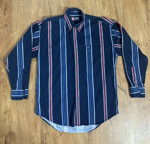 Chaps Ralph Lauren Vtg 90s Mens M Button Down LS Vertical Striped Multicolor | eBay
