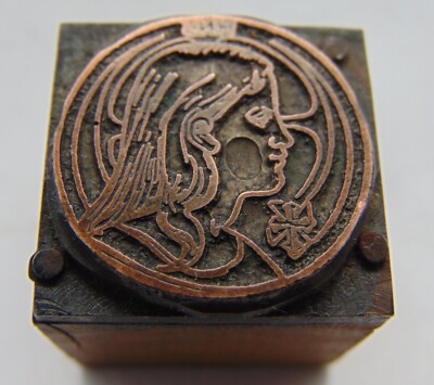 Printing Letterpress Printers Block Copper Woman | eBay