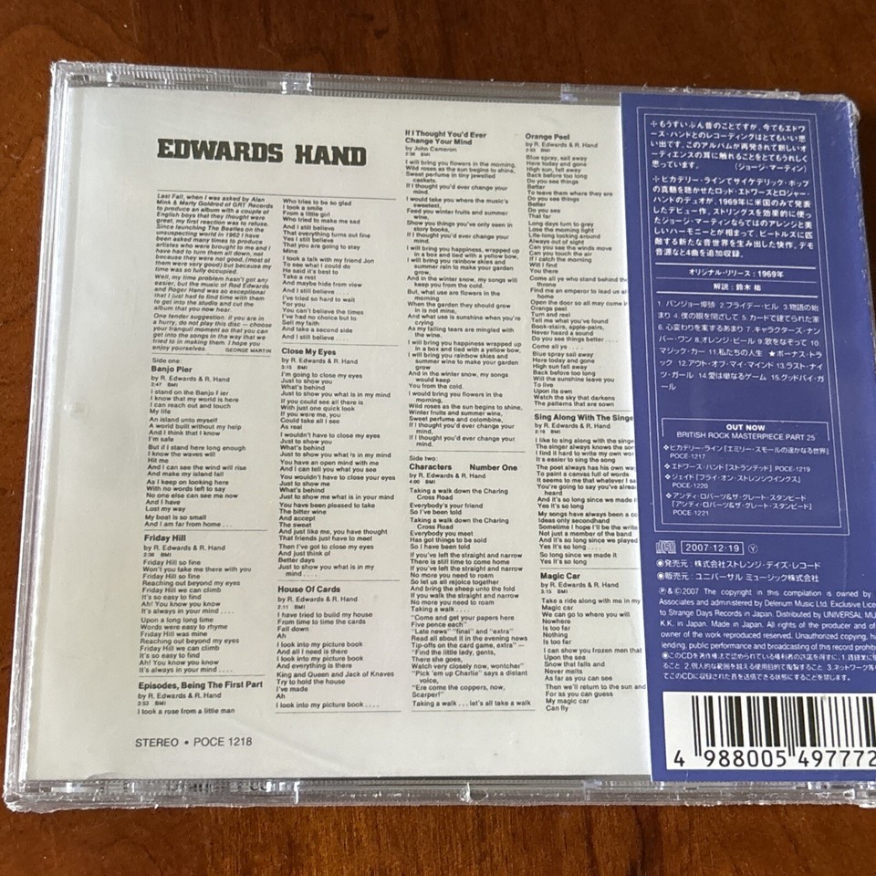 Edwards Hand: Edwards Hand New Sealed CD British Rock Import | eBay