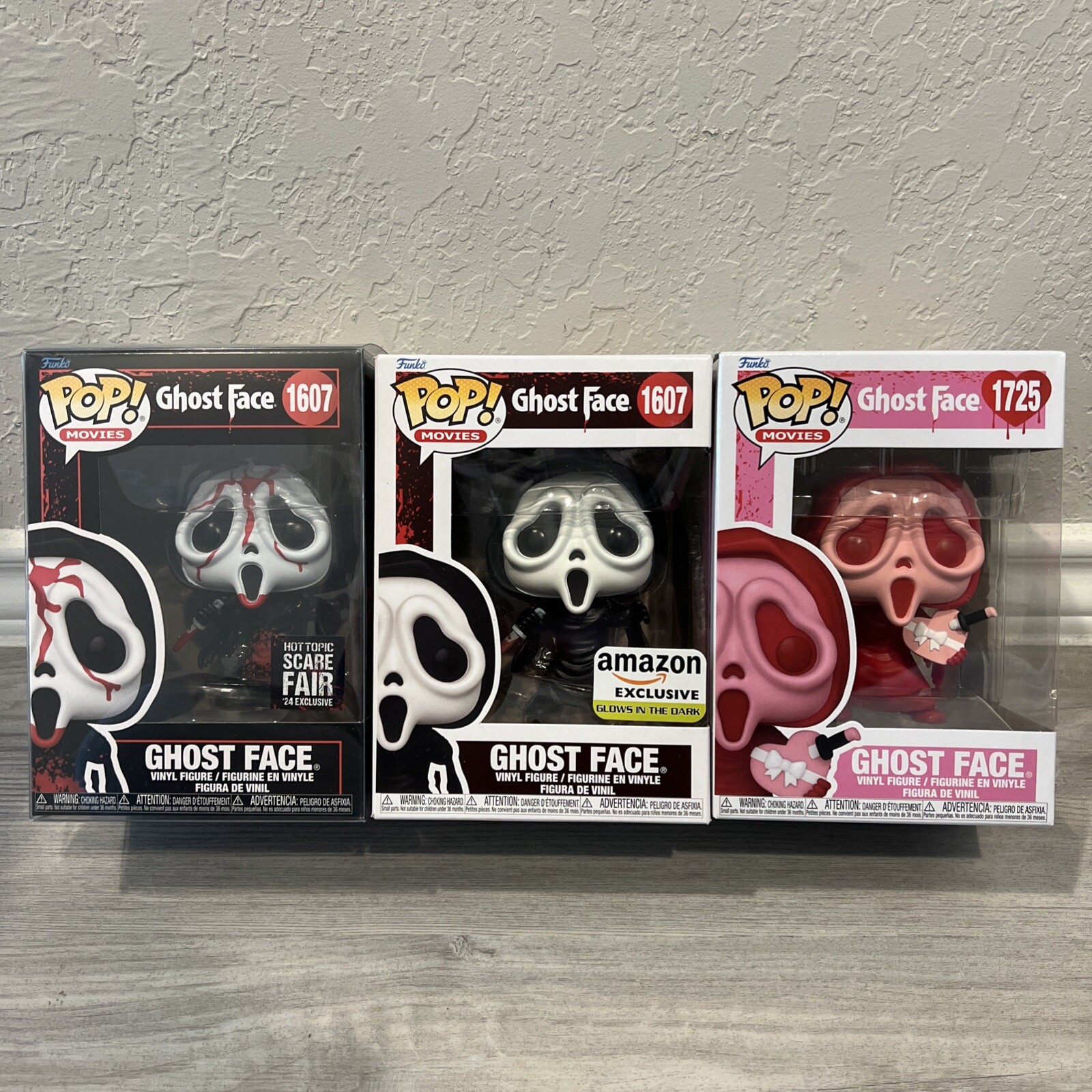 Funko Pop! Scream Set Of 3 Ghost Face- Bloody Scare Fair , Pink , And ...