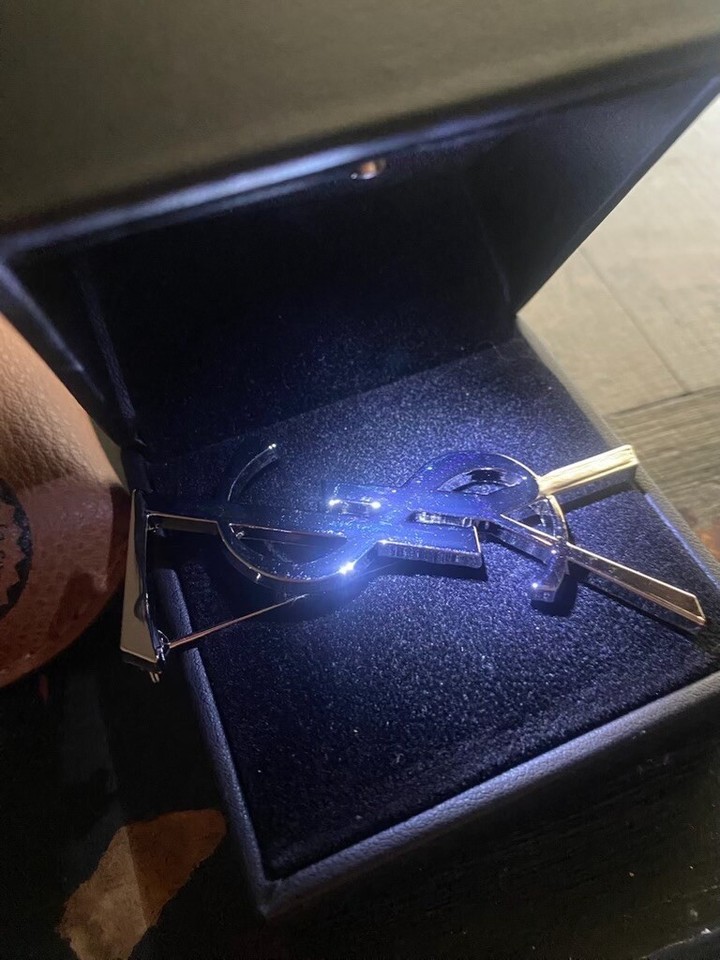 Vintage Silver Yves Saint Laurent YSL Brooch, Employee Lapel Pin Small ...