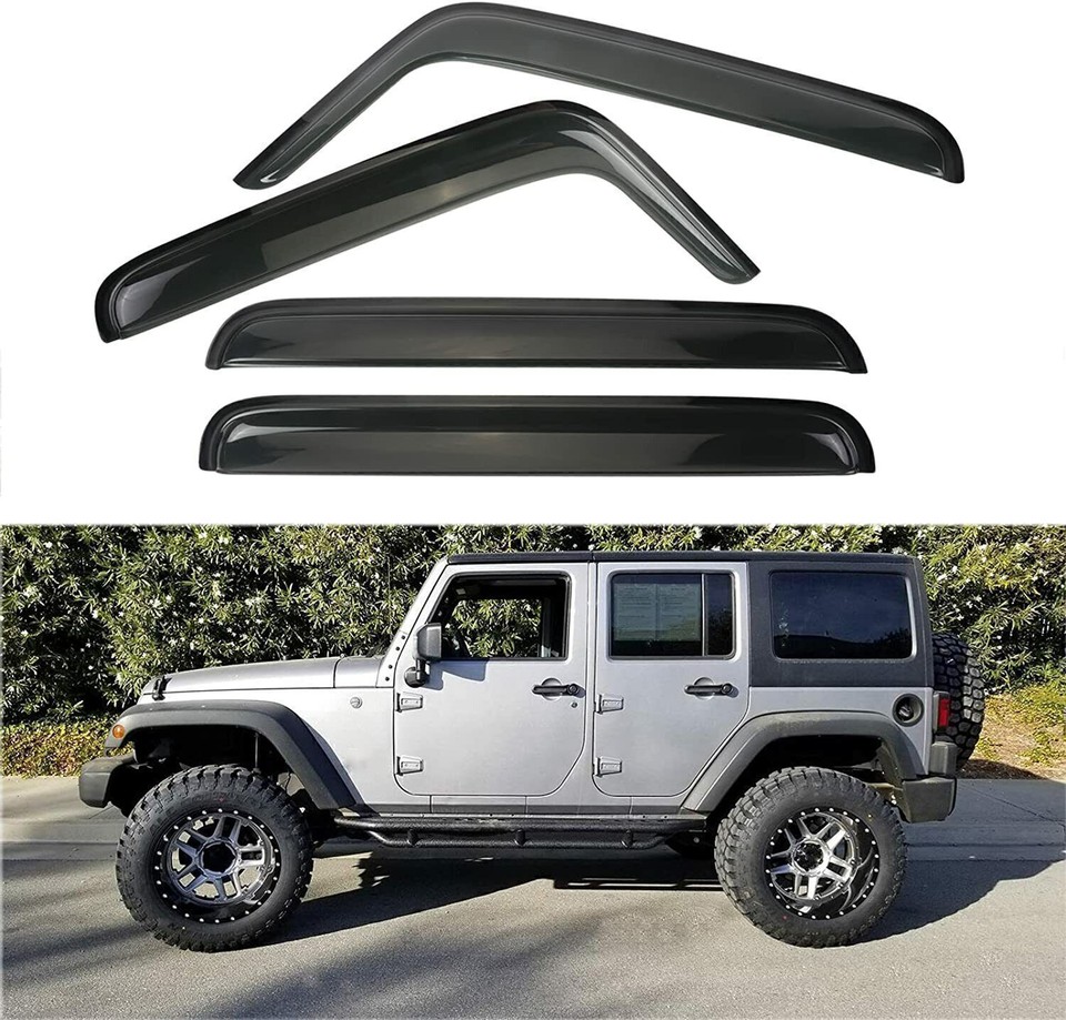 For 2007-2017 Jeep Wrangler JK Unlimited Window Visor Vent Rain Guards ...