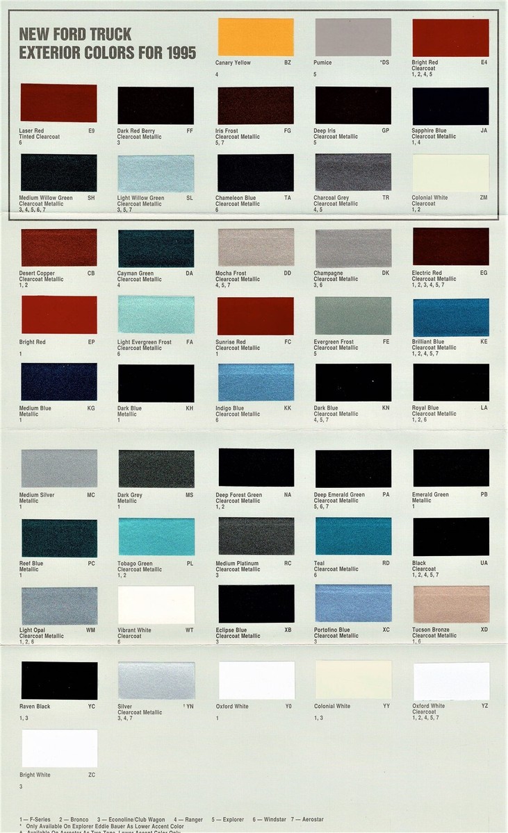 1995 Ford Bronco Colors