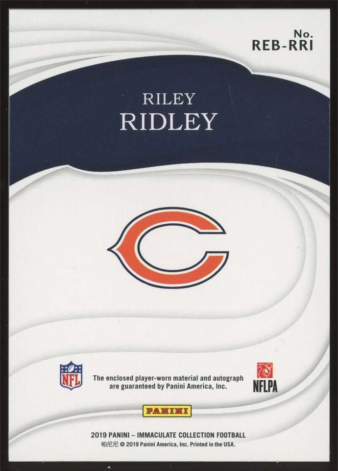2019 Immaculate Eye Black Gold Rookie Patch Auto Riley Ridley #REB-RRI ...