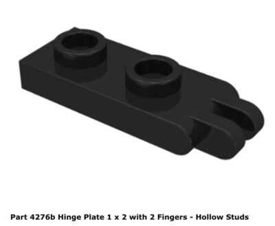 LEGO 1x 4276b Black Hinge Plate 1 x 2 with 2 Fingers - Open Studs Space ...