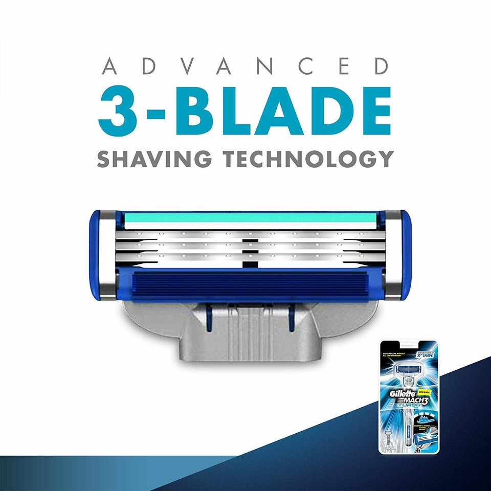 New Gillette Mach3 Turbo Safety Razor Blade Smooth close Shave + free ...