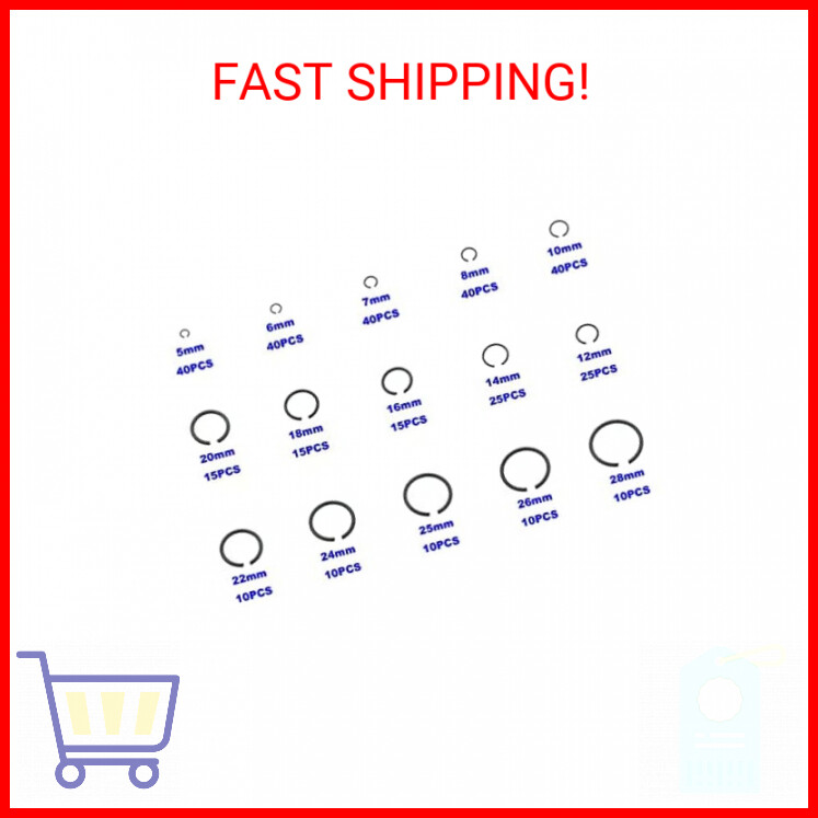 HVAZI Metric 15-Sizes Round Wire C-Clips External Retaining Rings ...