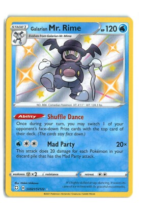 Pokémon TCG Galarian Mr. Rime Shining Fates Sv021/Sv122 Holo Shiny Holo ...