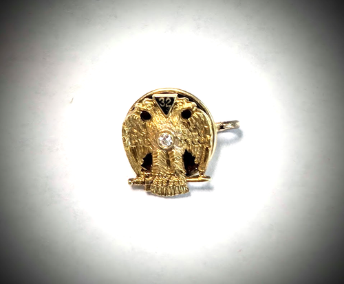 14k Gold Masonic Scottish Rite 32nd Degree Diamond & Enamel Lapel or ...
