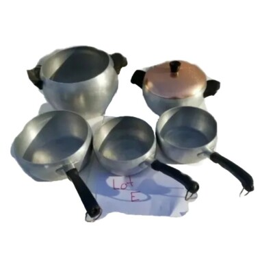 Vintage Hallite Aluminum Wear Ever Pots With Copper Lid 6 Pieces 5 Pot ...