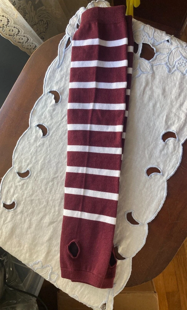 Maroon And White Striped Socks
