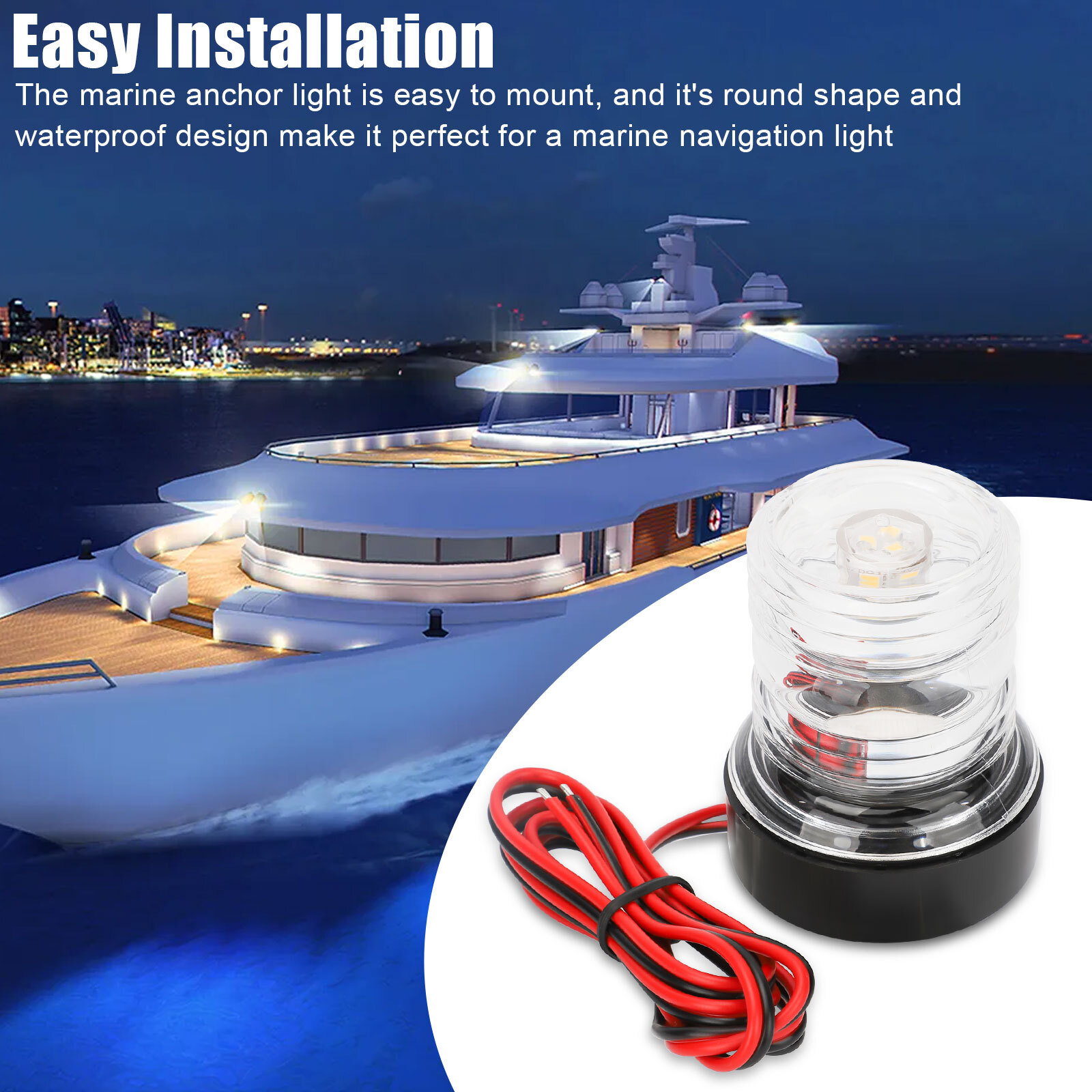 12V Boat Navigation Light LED Marine Yacht Stern Anchor Lamp All Round ...
