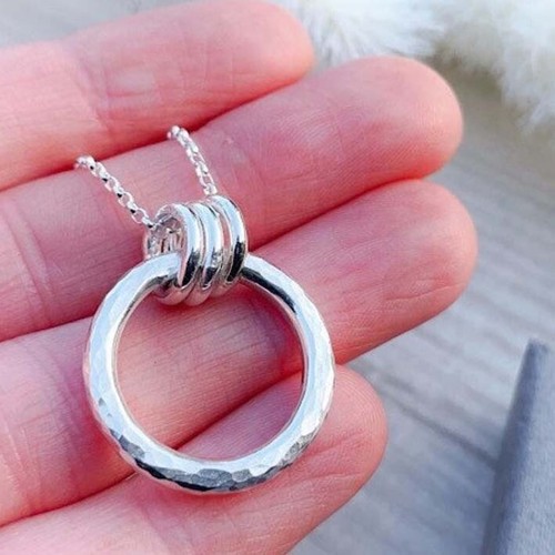 925 Sterling Silver Eternity Circle Necklace Handmade & Hammered ...