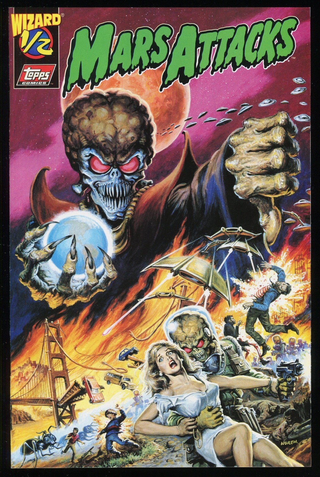 Wizard Presents Mars Attacks 1/2 Ltd. Ed. Comic Topps Earl Norem cvr ...