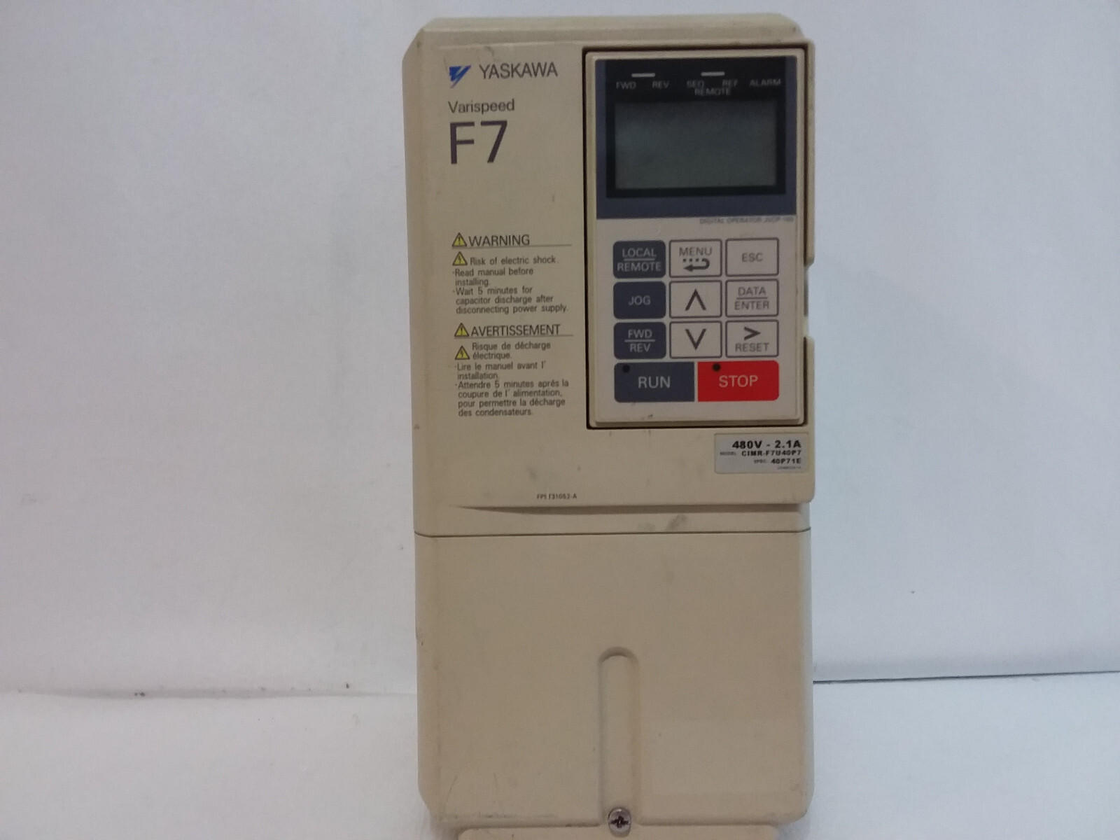 YASKAWA CIMR-F7U40P7 VARISPEED F7 1.6KVA AC DRIVE 3PH 480V | eBay