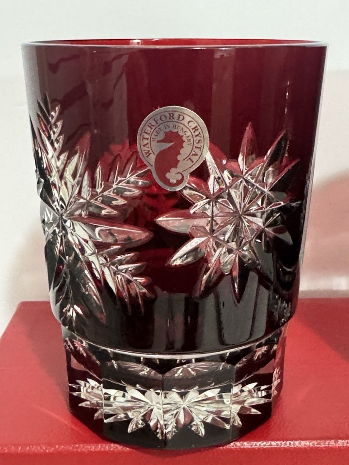 Waterford Snow Crystals Ruby Red Double Old Fashioned Crystal Glassware ...