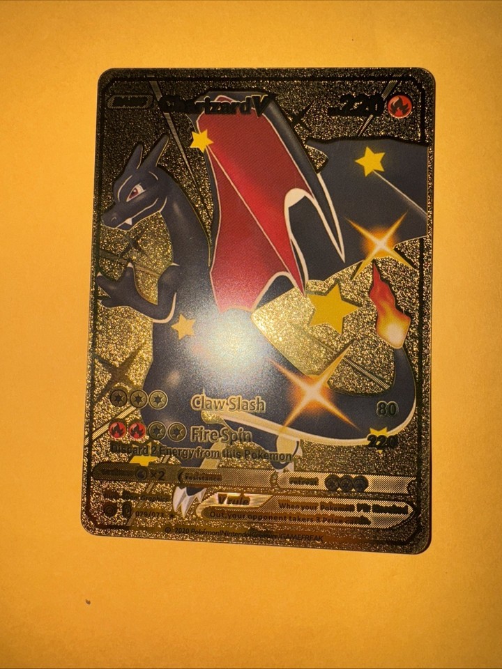 Charizard V HP 220 Gold Foil Pokemon Card 079/073 Fan Art | eBay UK