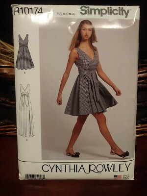 R10174 8916 Simplicity Cynthia Rowley Back Wrap Dress in two lengths 12 ...