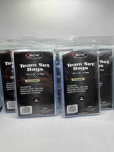 BCW Resealable Team Set Bags 5 Packs of 100 Sleeves Holds Up to 35 ...