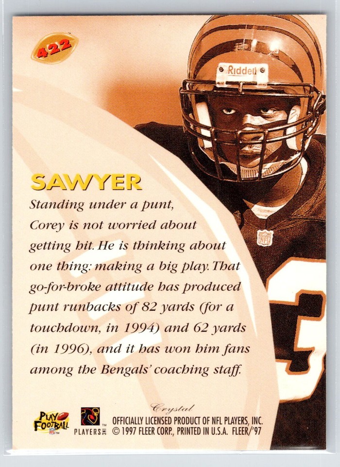 Corey Sawyer 1997 Fleer Traditions Crystal #422 Cincinnati Bengals | eBay